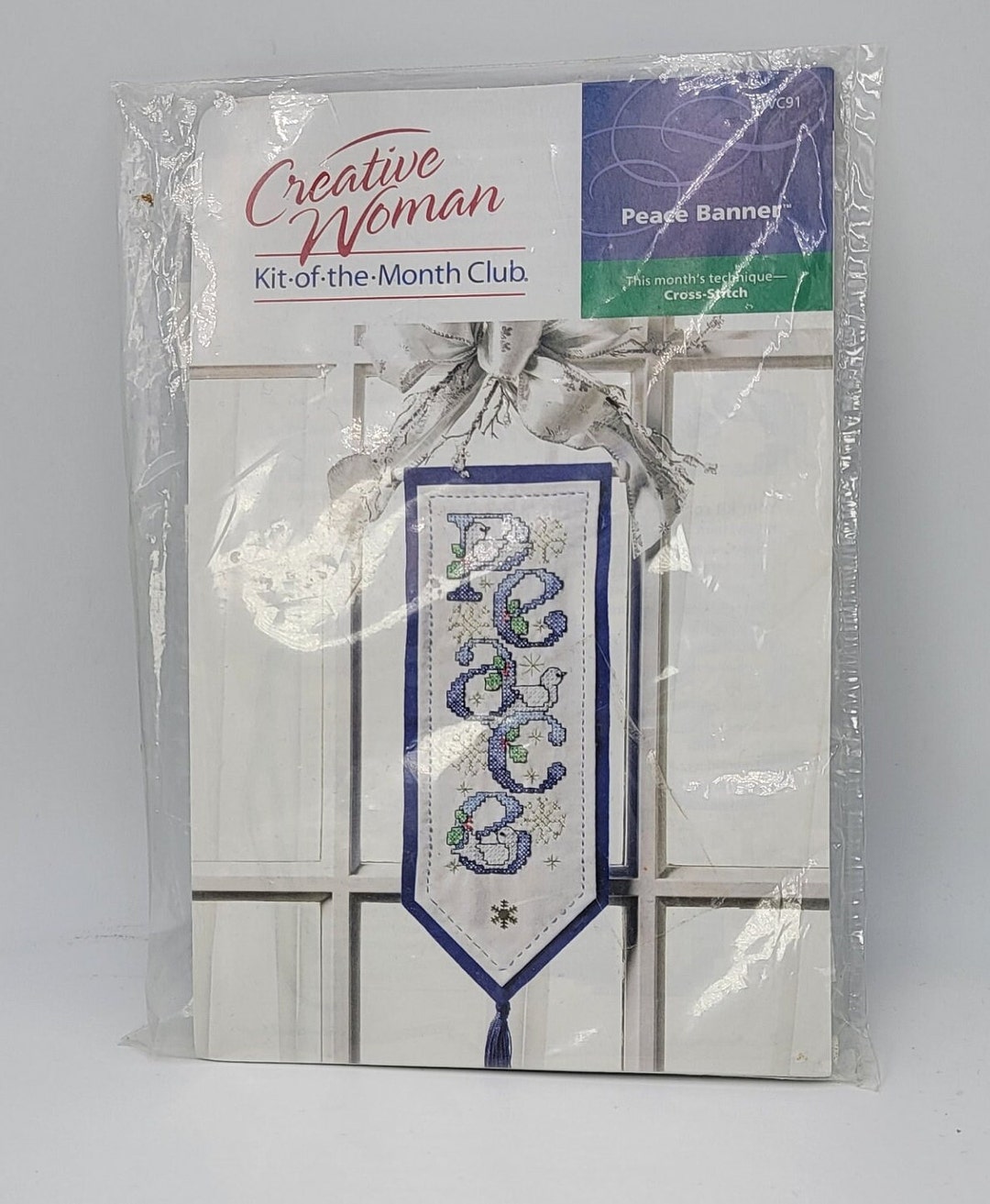 Creative Woman Kit of The Month Club Stamped Cross Stitch Peace Banner ...