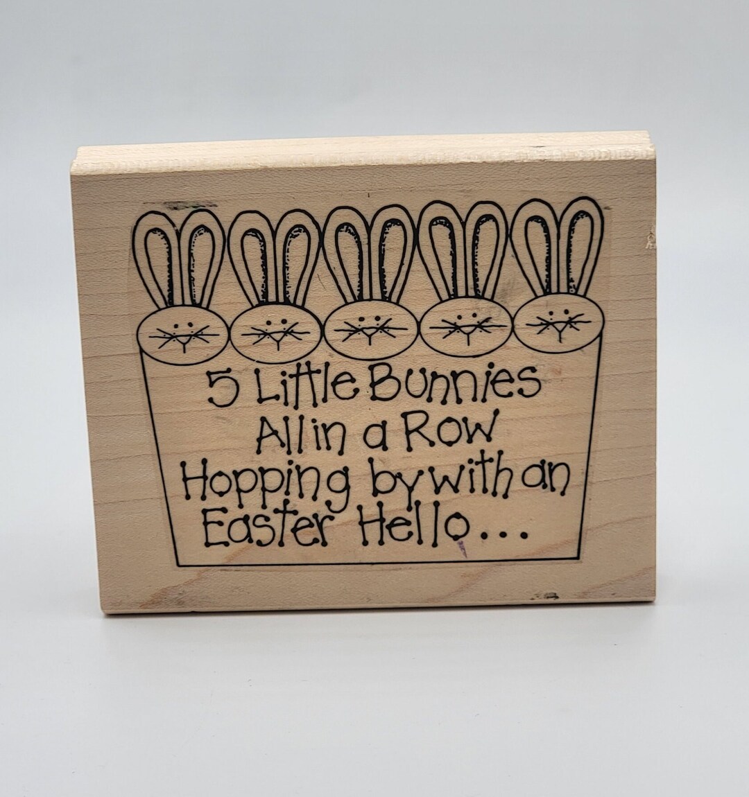 5 Little Bunnies All in a Row Hoppy by With an Easter Hello RARE Wood ...