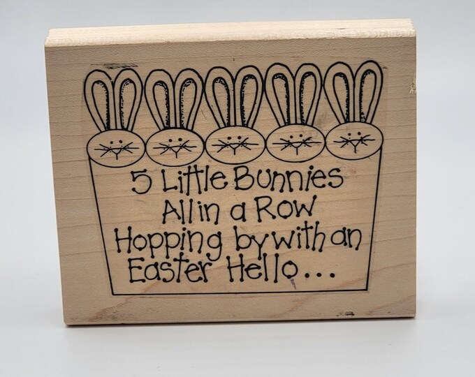 5 Little Bunnies All in a Row Hoppy by With an Easter Hello RARE Wood ...