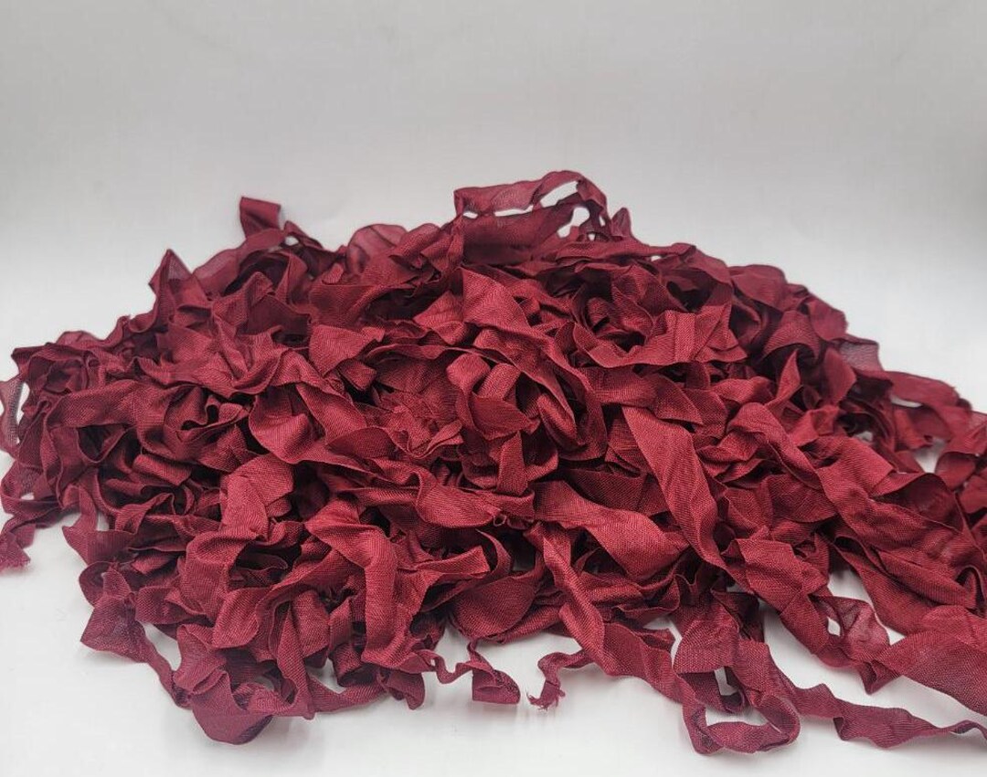 Crimson Red Holiday Shabby Chic Vintage Rustic RIBBON Crinkled Style ...