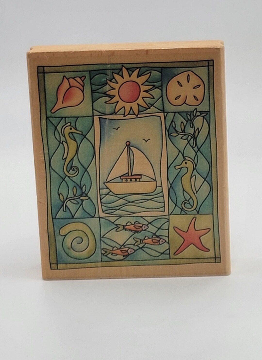 Sealife Collage Underwater Sailboat Sailing on Water Sea Shells Waves ...