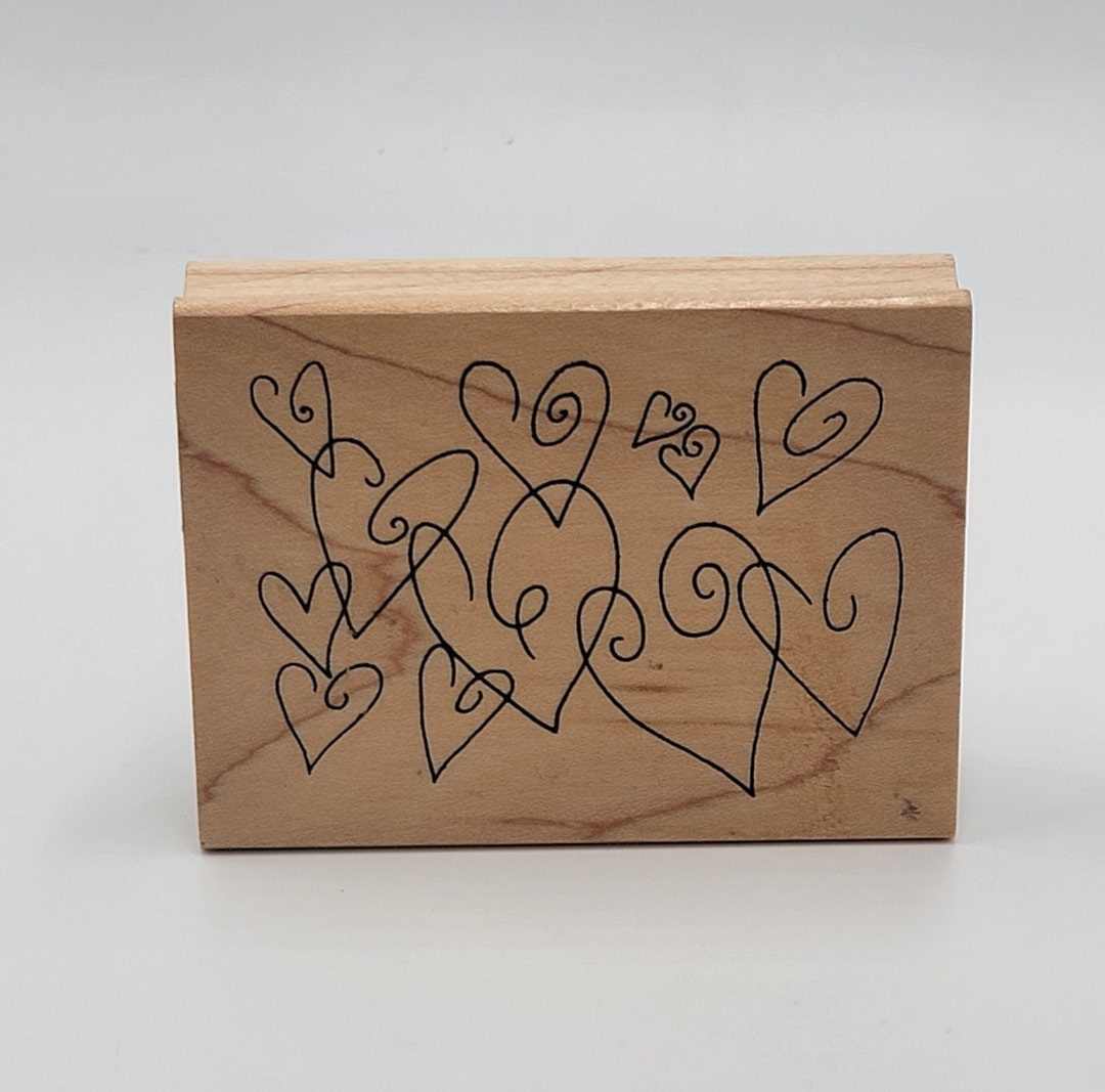Silly Swirly Hearts Background Rubber Stamp Romance Valentines Love - Etsy