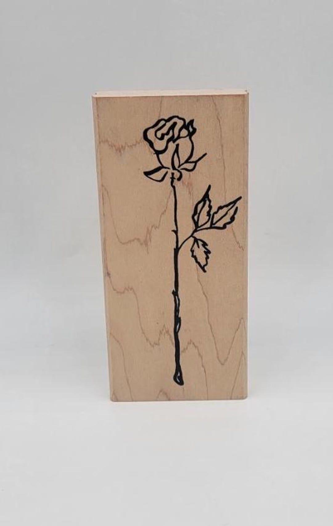 Long Stem Rose Rubber Stamp Flower Drawing - Etsy