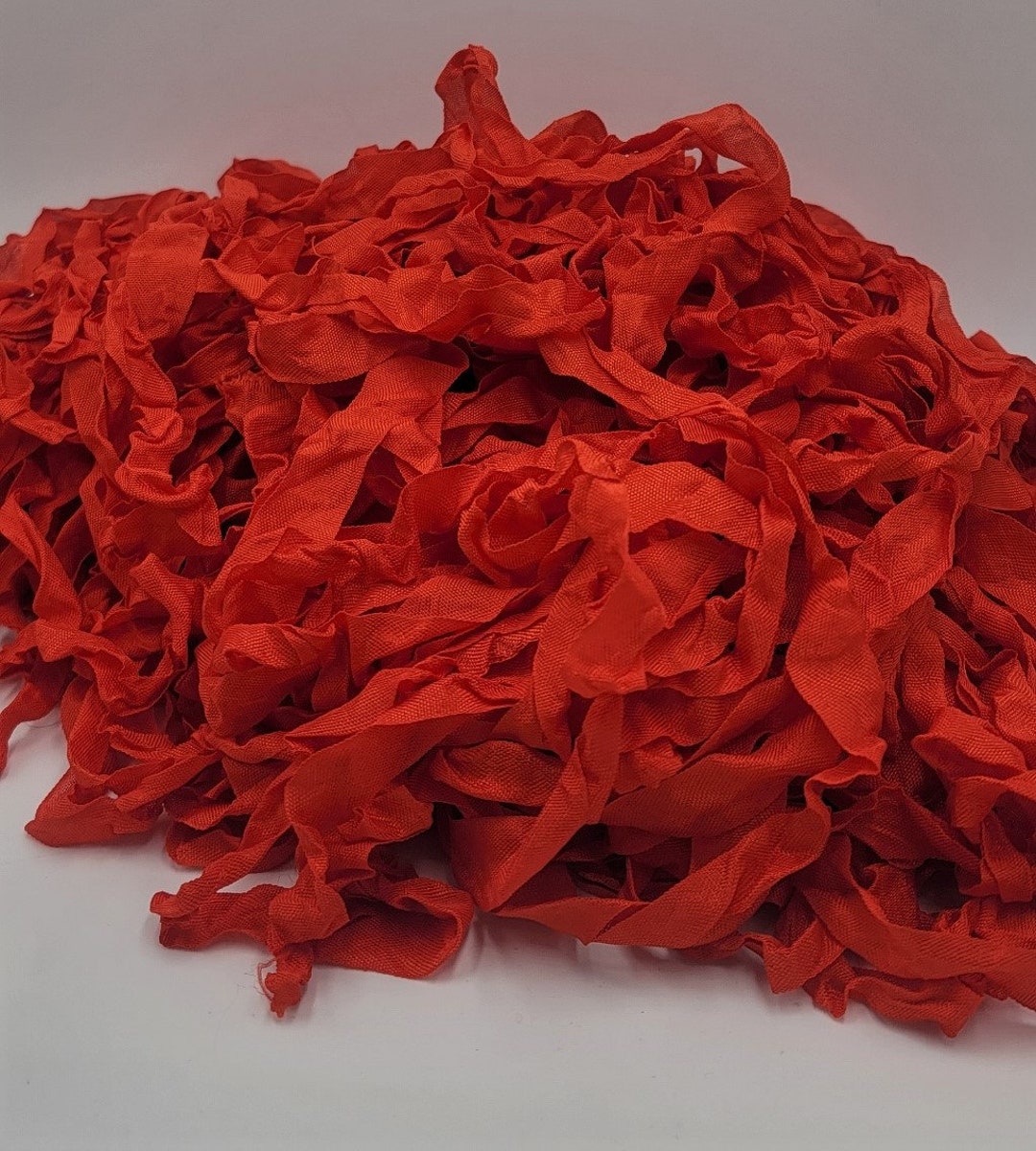 Red Orange Shabby Chic Rustic RIBBON Crinkled Vintage Seam - Etsy