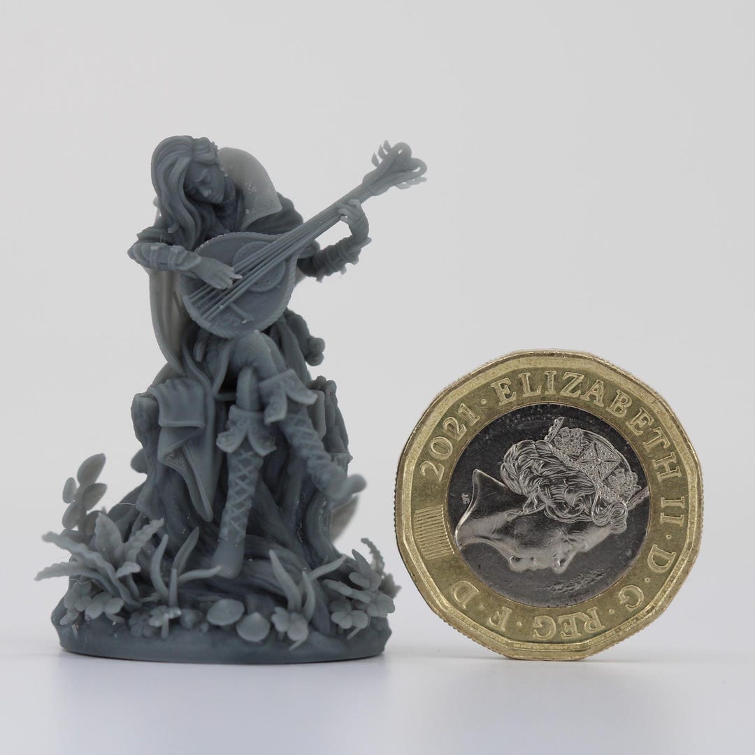 Female Bard Miniature: Half-elf With Lute, D&D Resin Figure (32mm/75mm ...