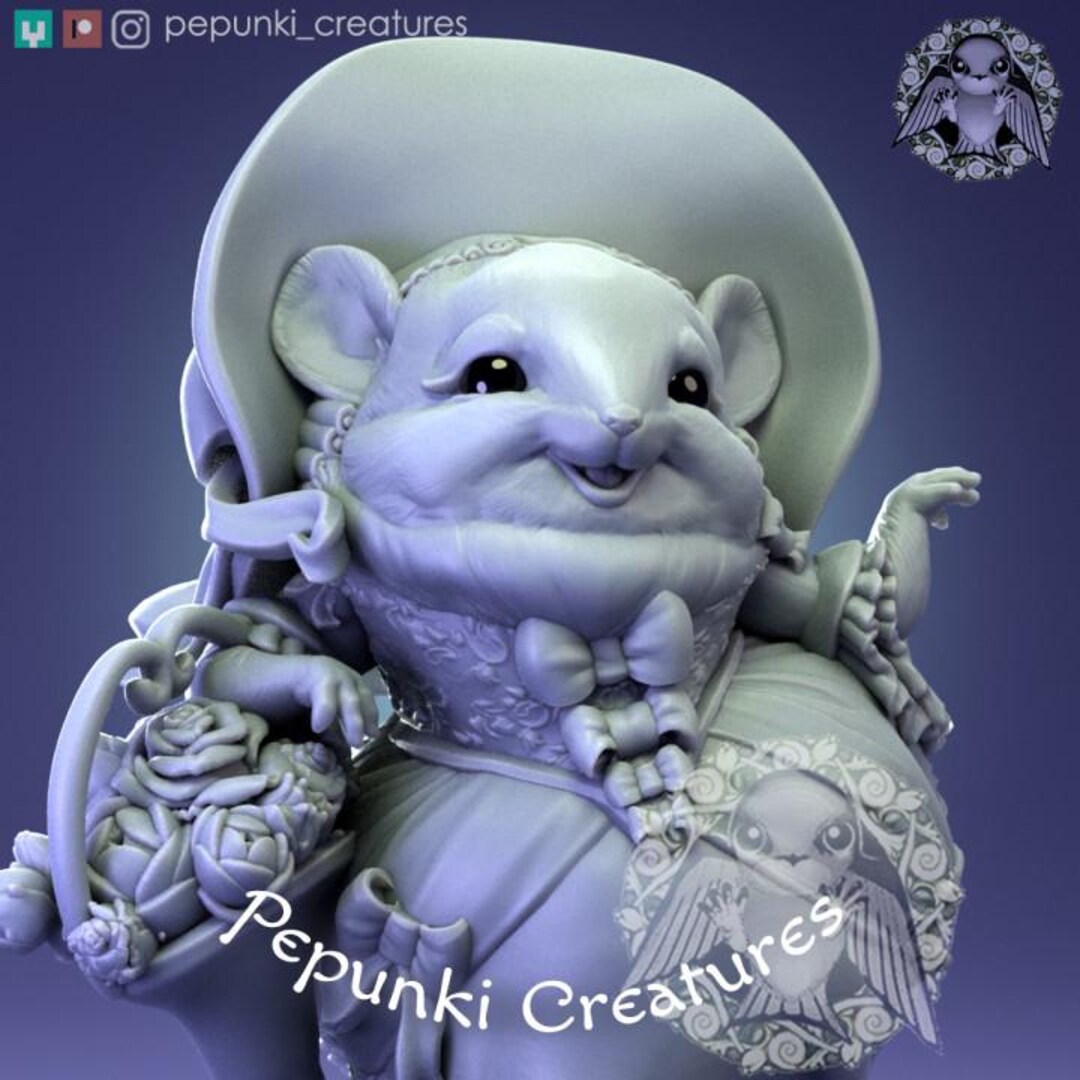 Chinchilla Florist : Unpainted D&D, TTRPG Miniature | Pepunki Creatures ...