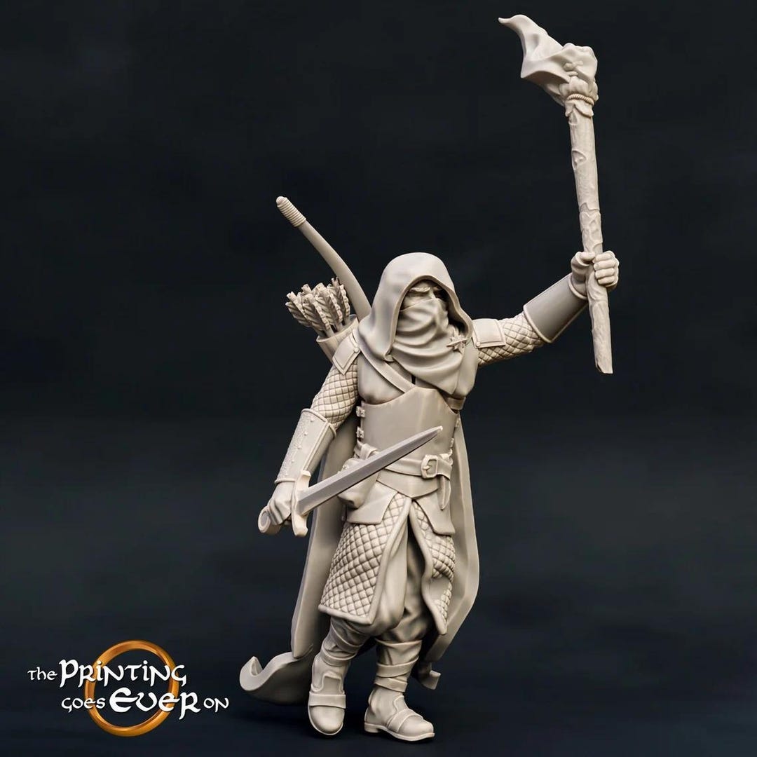 Resin Human Ranger Miniature With Sword and Torch - 28mm/32mm Scale - Etsy