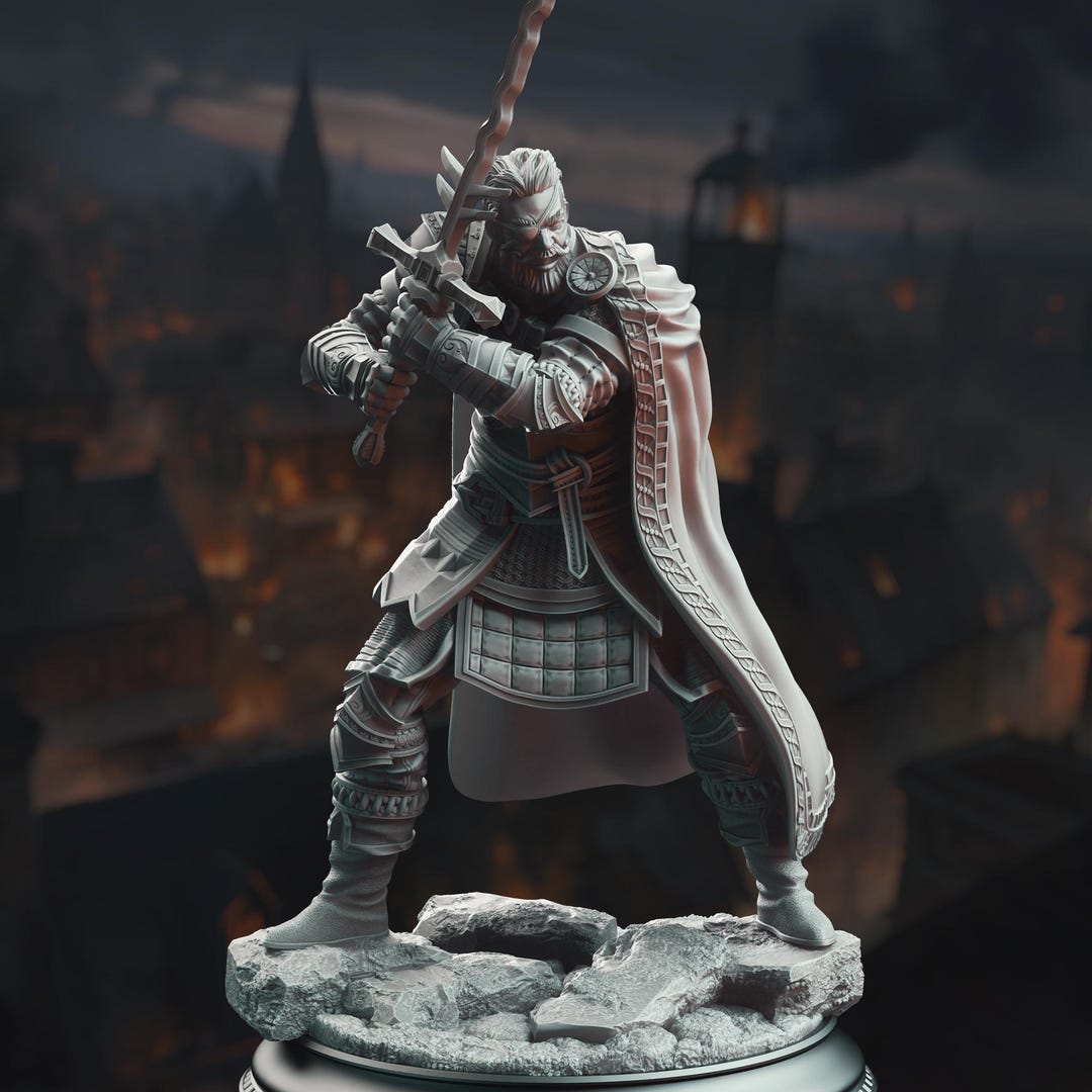 Grizzled Human Fighter : D&D, Pathfinder, Frostgrave, 3D Resin ...