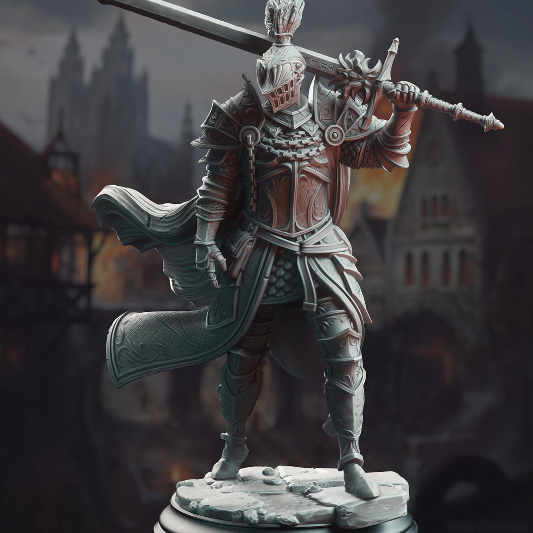 Lother the Black Knight: 3D Resin Miniature for D&D, Pathfinder - Etsy
