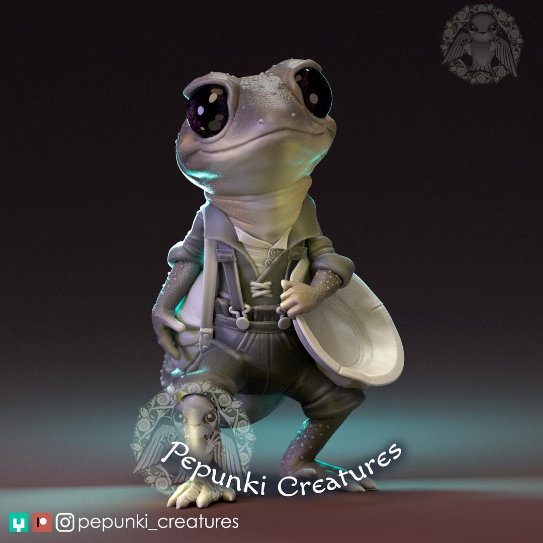 Gecko Gold Panner : Unpainted D&D, TTRPG Miniature | Pepunki Creatures ...