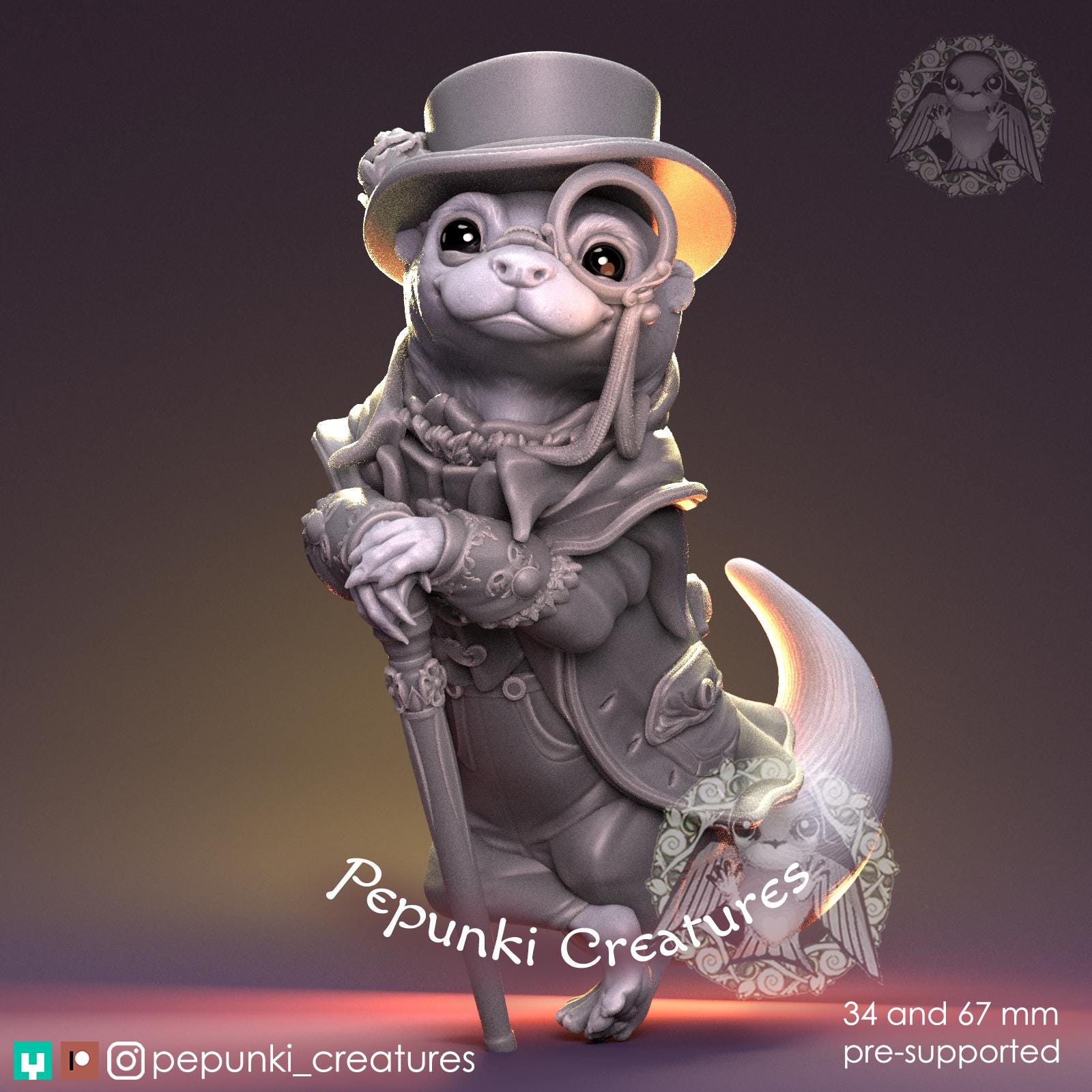 Otter Gentleman : Unpainted D&D, TTRPG Miniature | Pepunki Creatures ...