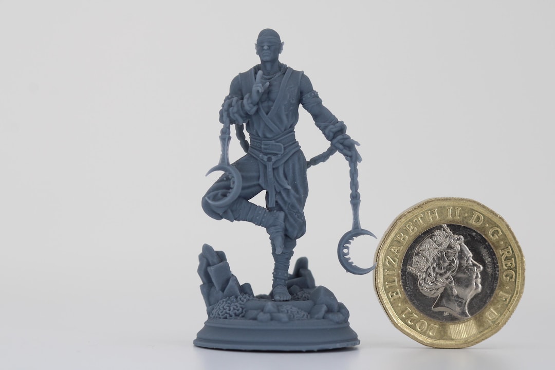 Uxas Drow Lunar Monk Miniature: D&D, Pathfinder, Frostgrave Resin ...