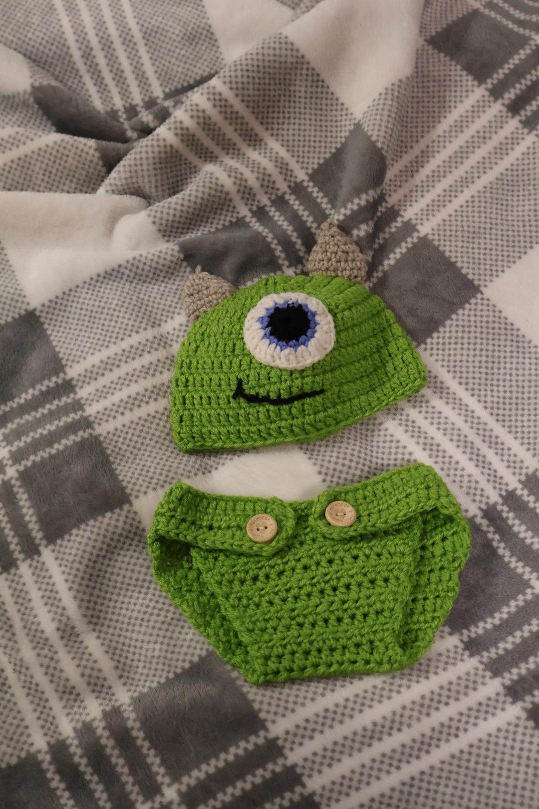 Halloween Handmade Mike Wazowski Crochet Outfit: Newborn Photo Prop - Etsy