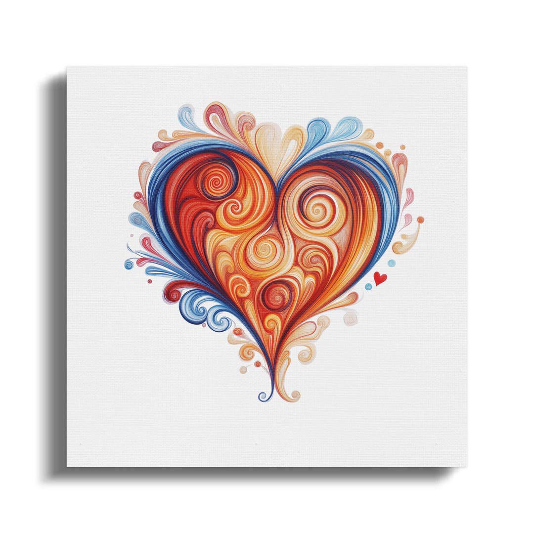 Colorful Heart Art Print, Abstract Heart Digital Download, Unique Heart ...