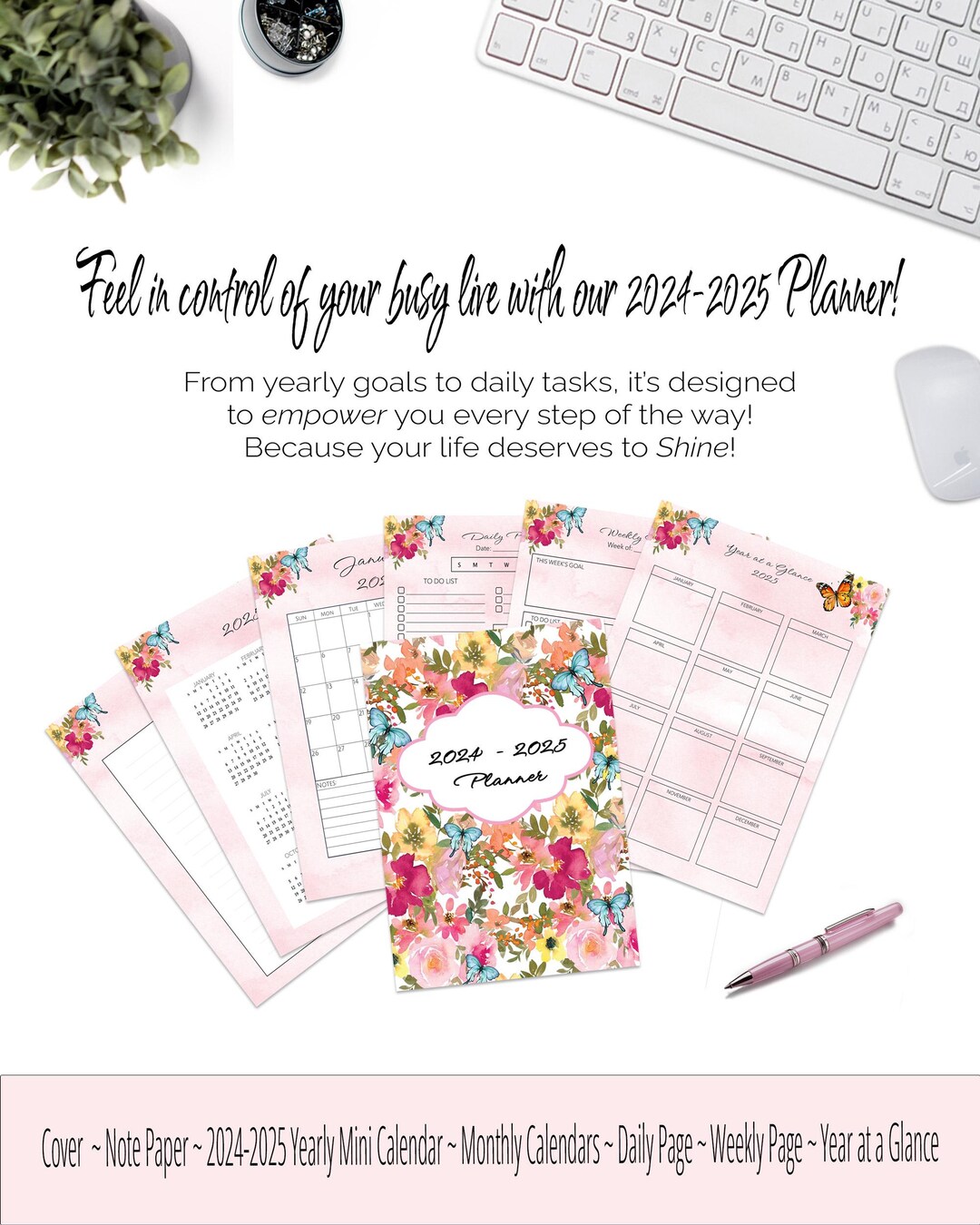 2024-2025 Floral Planner Calendar | Printable & Digital | Weekly, Dated ...