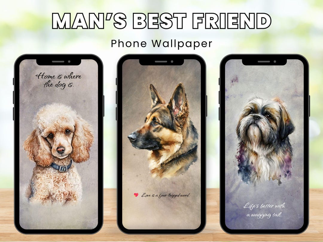 12 Dog Breed Phone Wallpapers - Digital Watercolor Dog Art, Man’s Best ...