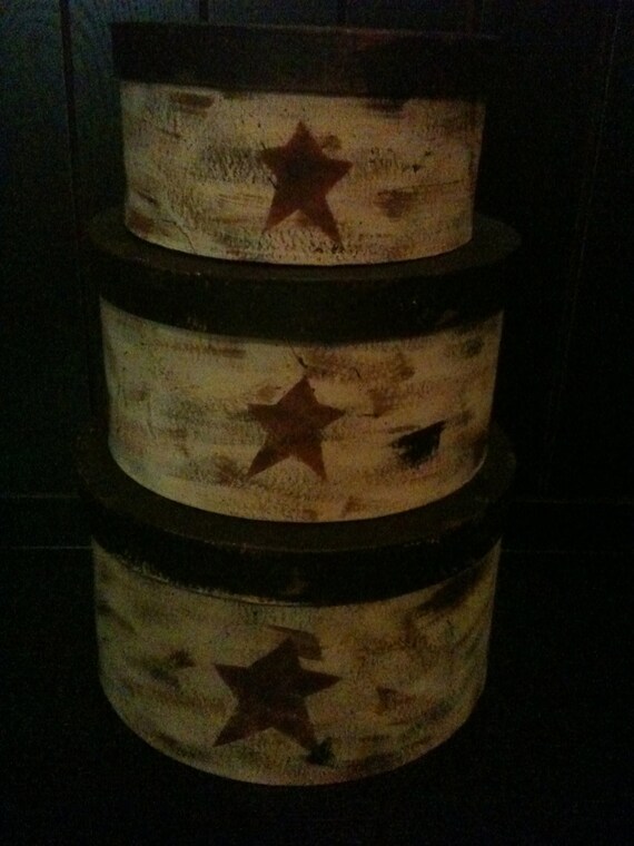Items similar to PrIMiTiVe StAr StAcKiNg BoXEs - Hand Stenciled - Set ...