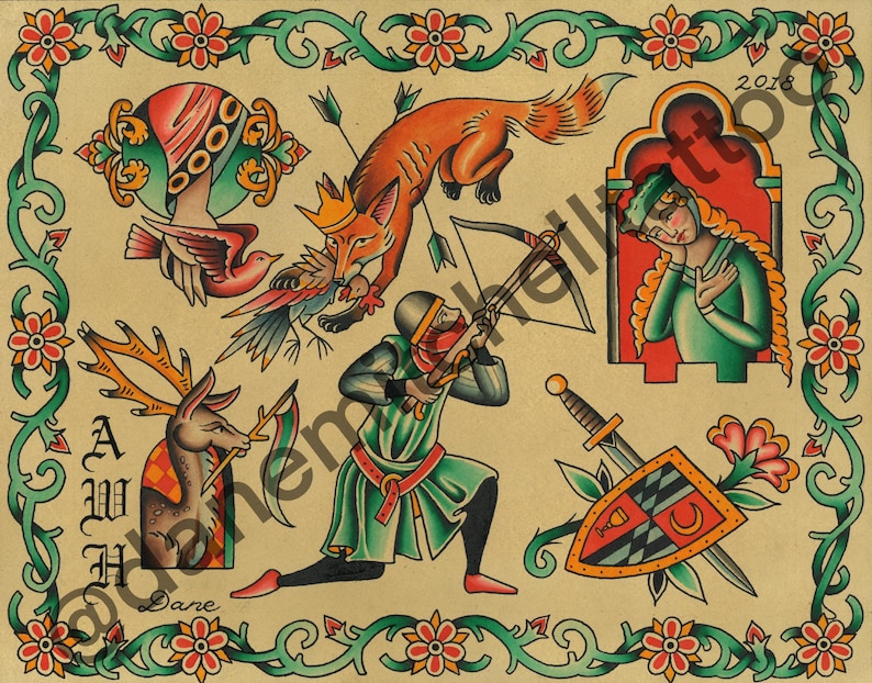 Medieval Tattoo Flash - Etsy