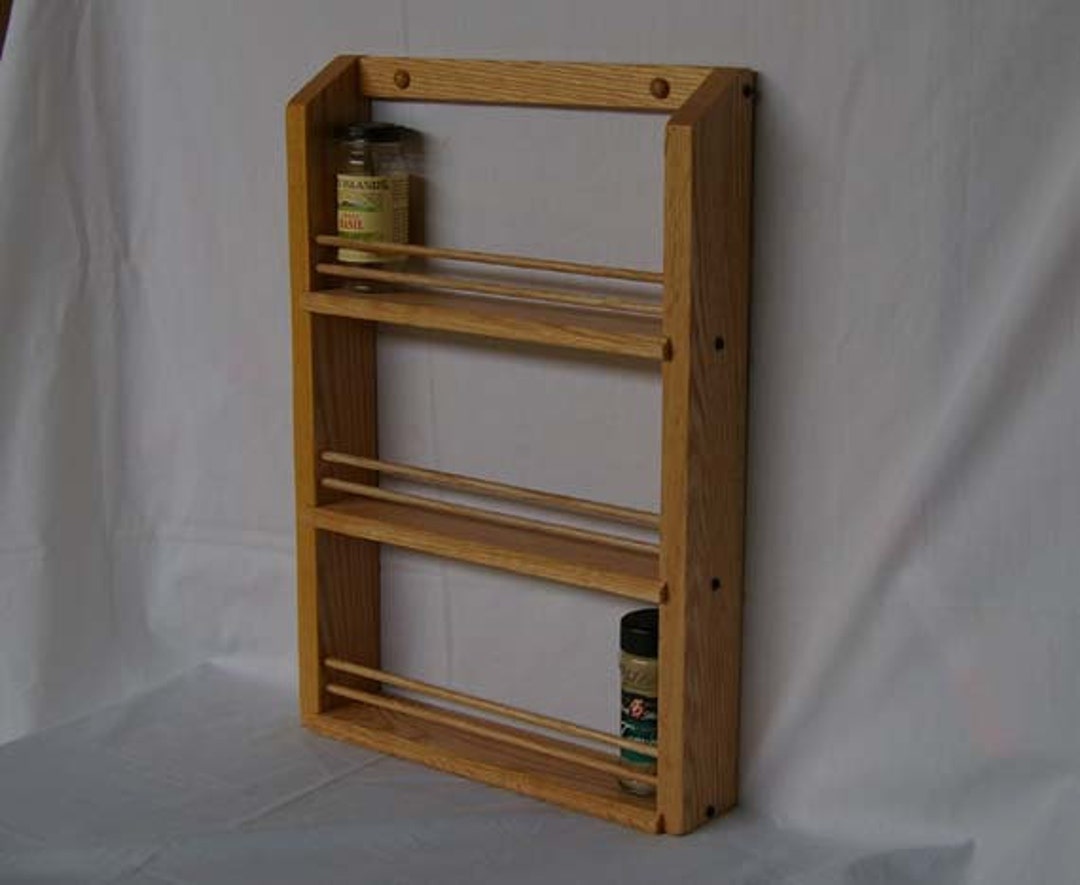 Oak Wooden Triple Shelf Classic Spice Rack - Etsy