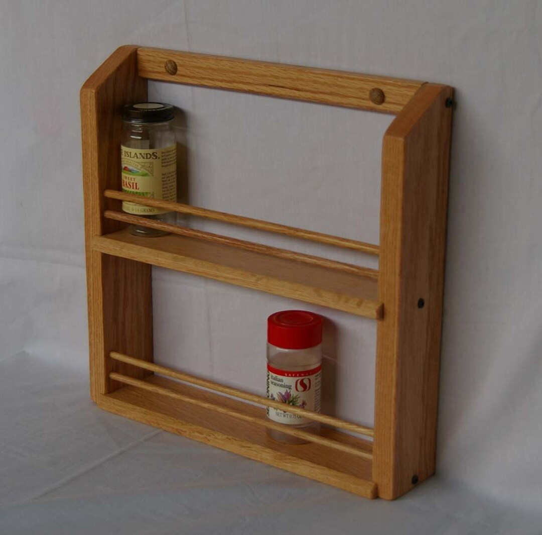 Oak Wooden Double Shelf Classic Spice Rack - Etsy