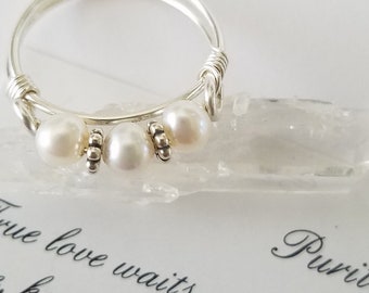 Pearl Band. Purity Ring, Sterling Silver - Etsy