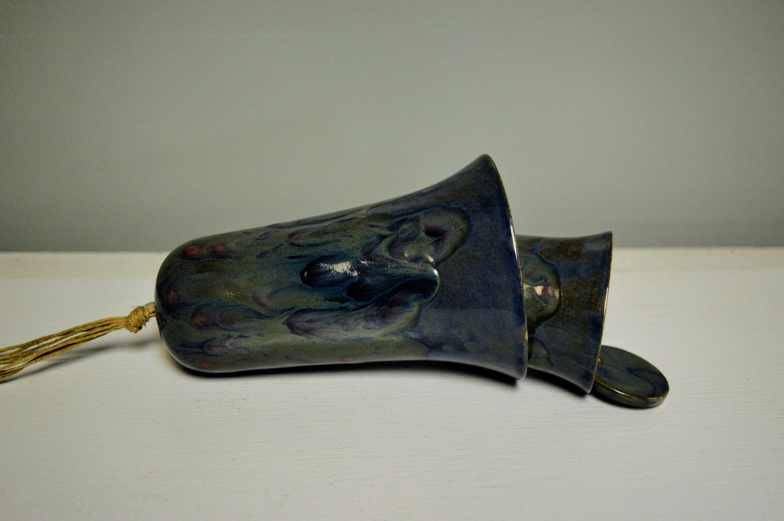 Ceramic Small Stack Wind Bell Wind Chime Dusty Blue Grey and - Etsy