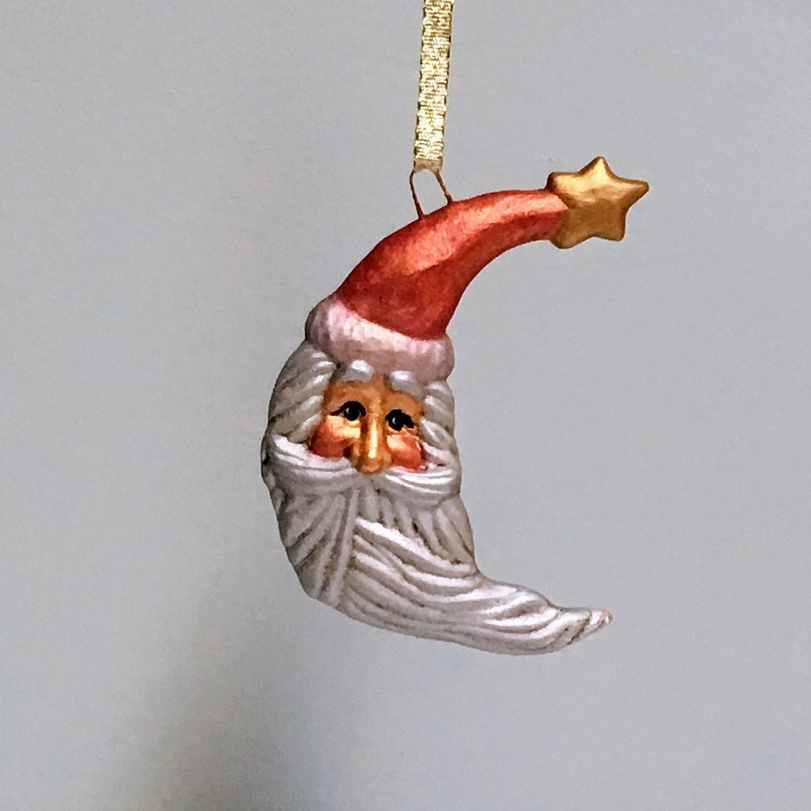 Vintage Metallic Glass Inspired Ceramic Santa Crescent Christmas ...