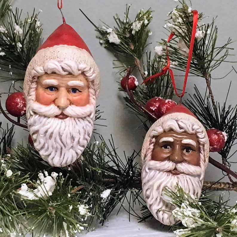 Ceramic Christmas Ornament Stocking Hat Santa Claus - Etsy