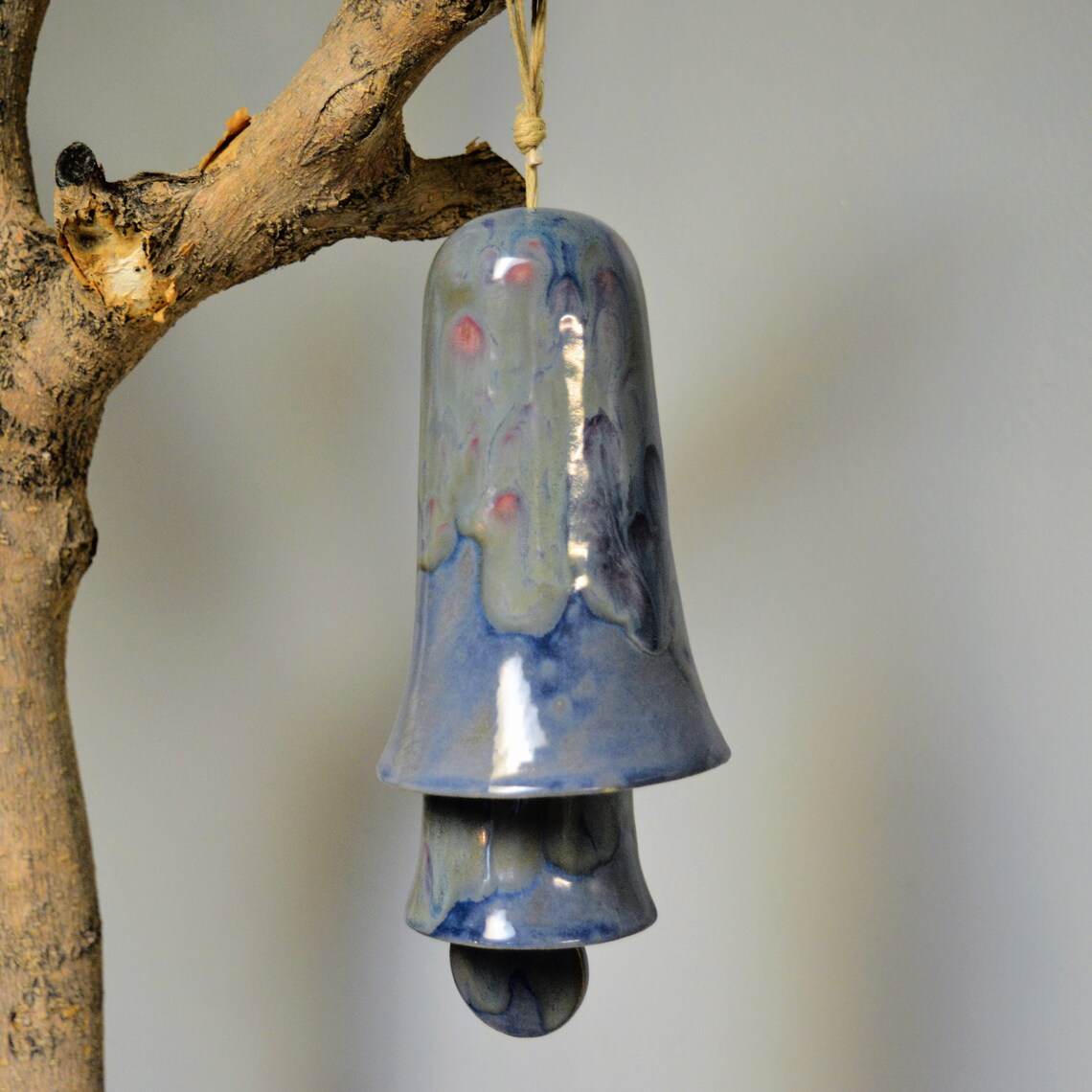 Ceramic Small Stack Wind Bell Wind Chime Dusty Blue Grey and | Etsy