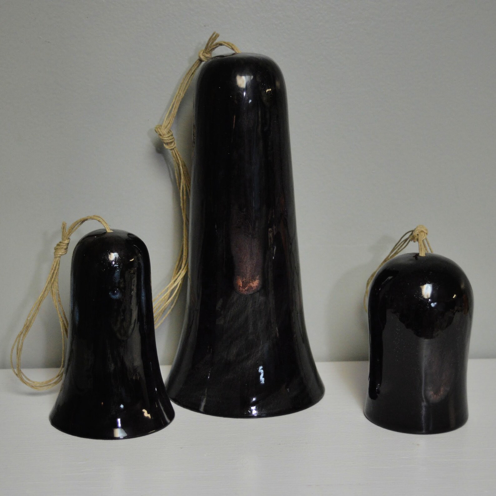 Ceramic Cone Bell Wind Chime Black With Hint of Rose | Etsy