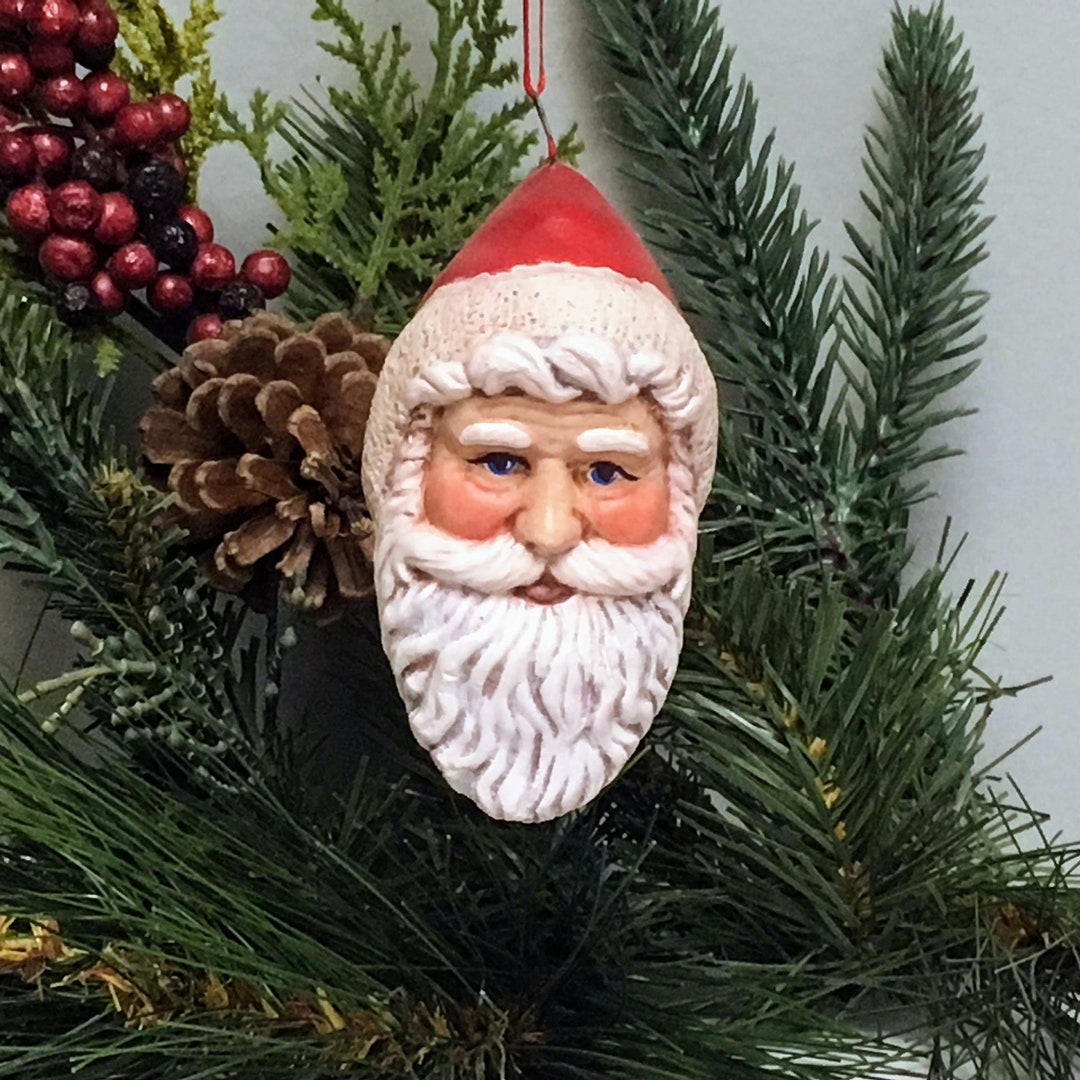 Ceramic Christmas Ornament - Stocking Hat Santa Claus - Etsy