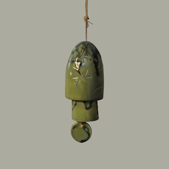 Ceramic Small Stack Wind Bell Wind Chime Sage Green Mocha | Etsy
