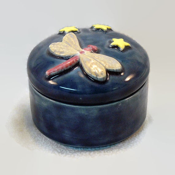 Ceramic Keepsake Box Starry Night Dragonfly | Etsy