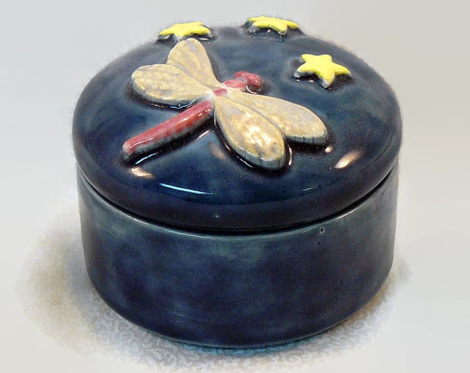 Ceramic Keepsake Box - Starry Night Dragonfly - Etsy