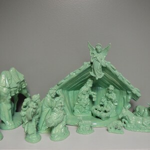 Jade Green Ceramic Nativity Scene - Etsy