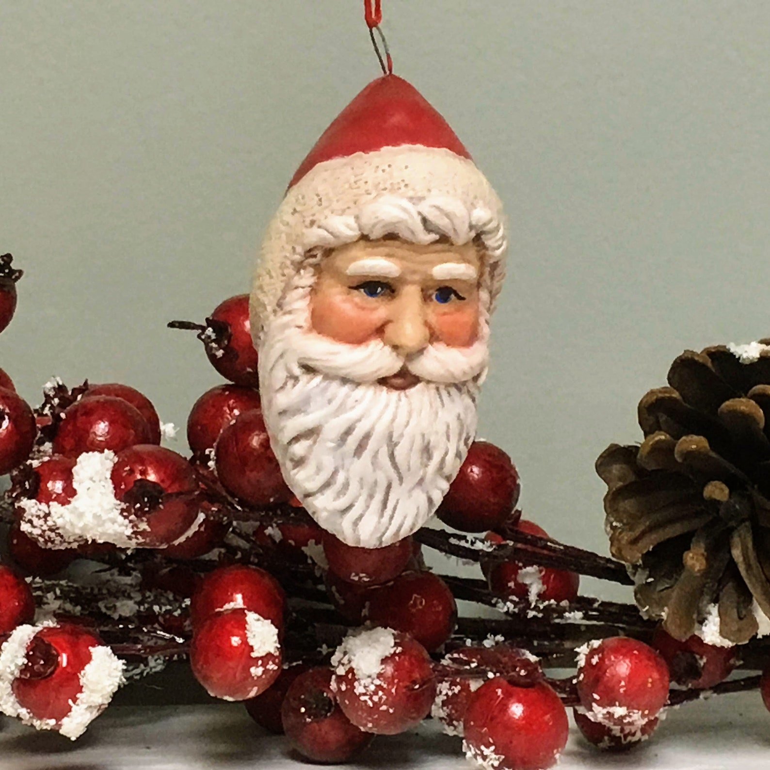 Ceramic Christmas Ornament Stocking Hat Santa Claus - Etsy