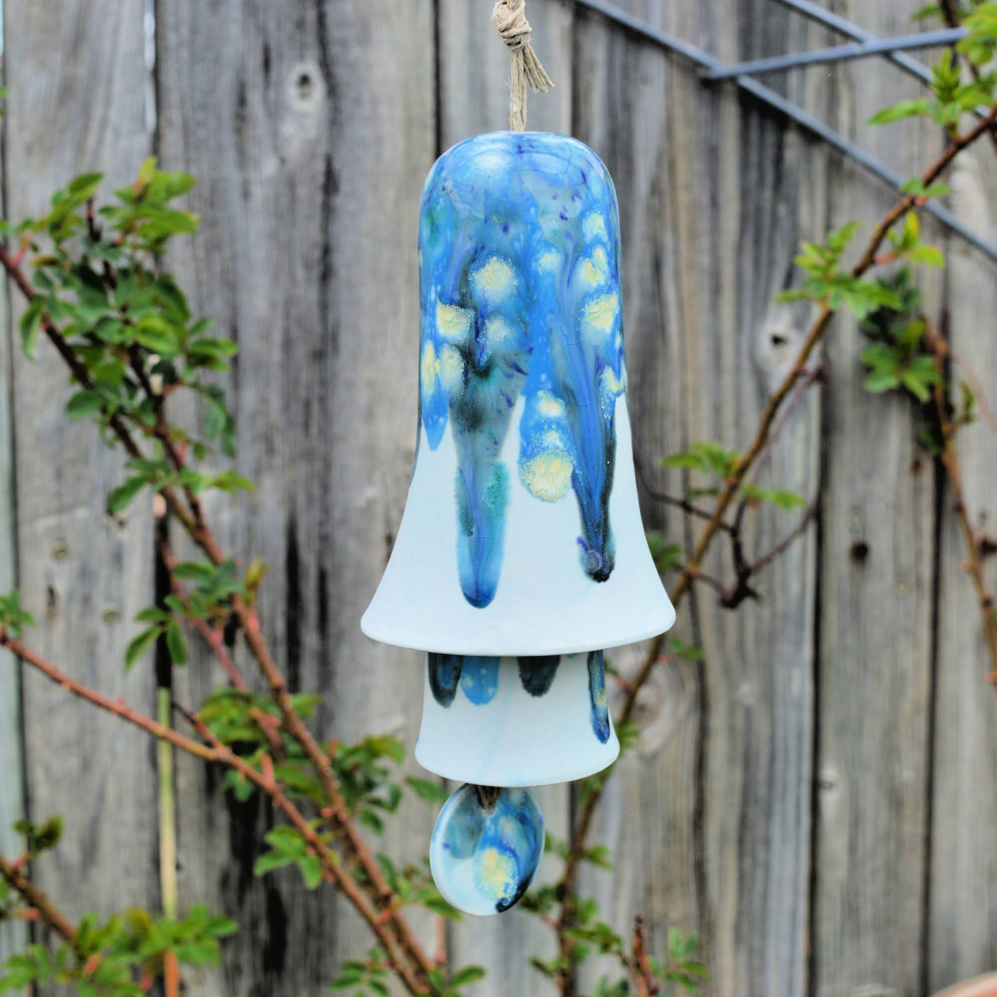 Ceramic Small Stack Wind Bell Wind Chime Tranquil Shades of | Etsy