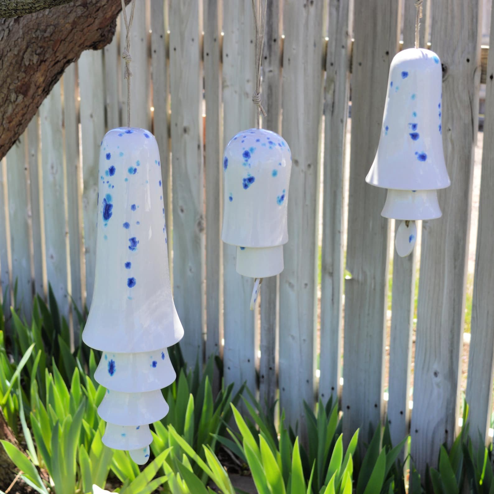 Ceramic Small Stack Wind Bell Wind Chime White With Royal - Etsy