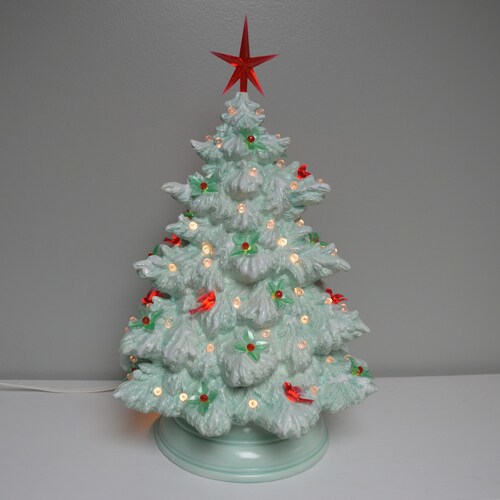 Ceramic Christmas Tree Round Balls Lights Red Green Clear - Etsy