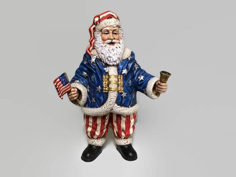 Patriotic Santa Figurine Santa Figurine Americana Santa - Etsy