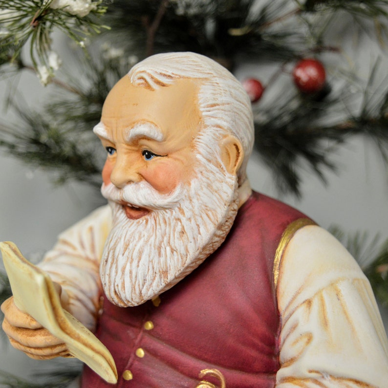 Ceramic Santa Reading Mail Figurine Mail Sack Santa | Etsy