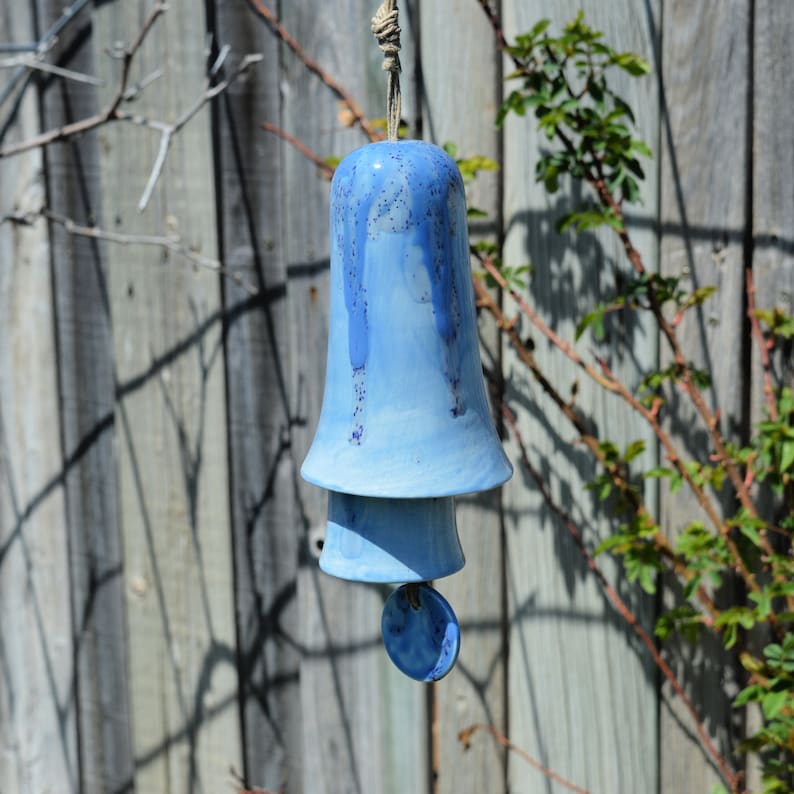 Ceramic Small Stack Wind Bell Wind Chime - Shades of Blue With Pink - Etsy