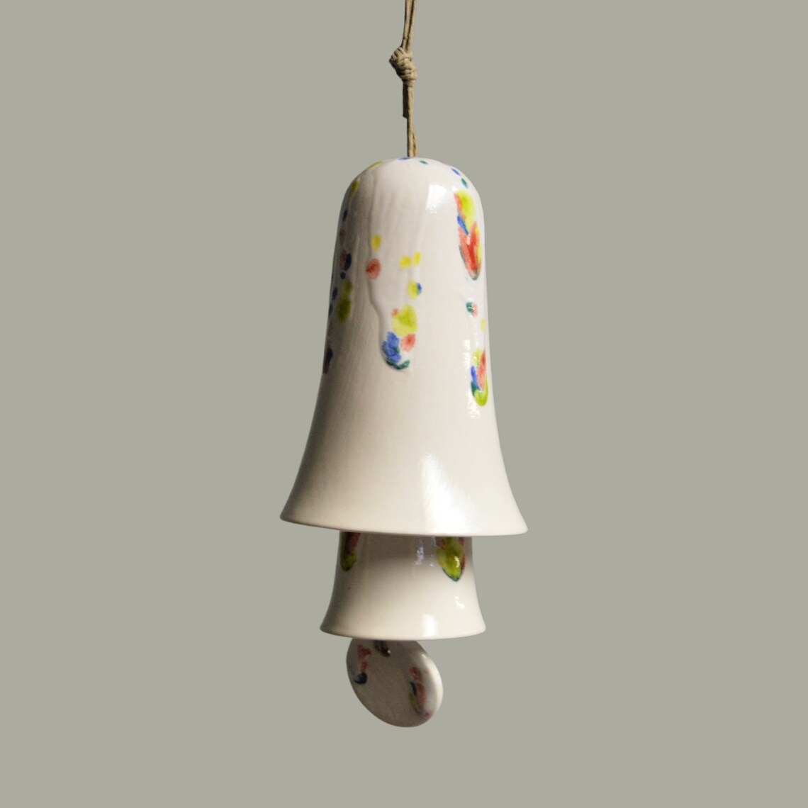 Ceramic Small Stack Wind Bell Wind Chime White With Red - Etsy