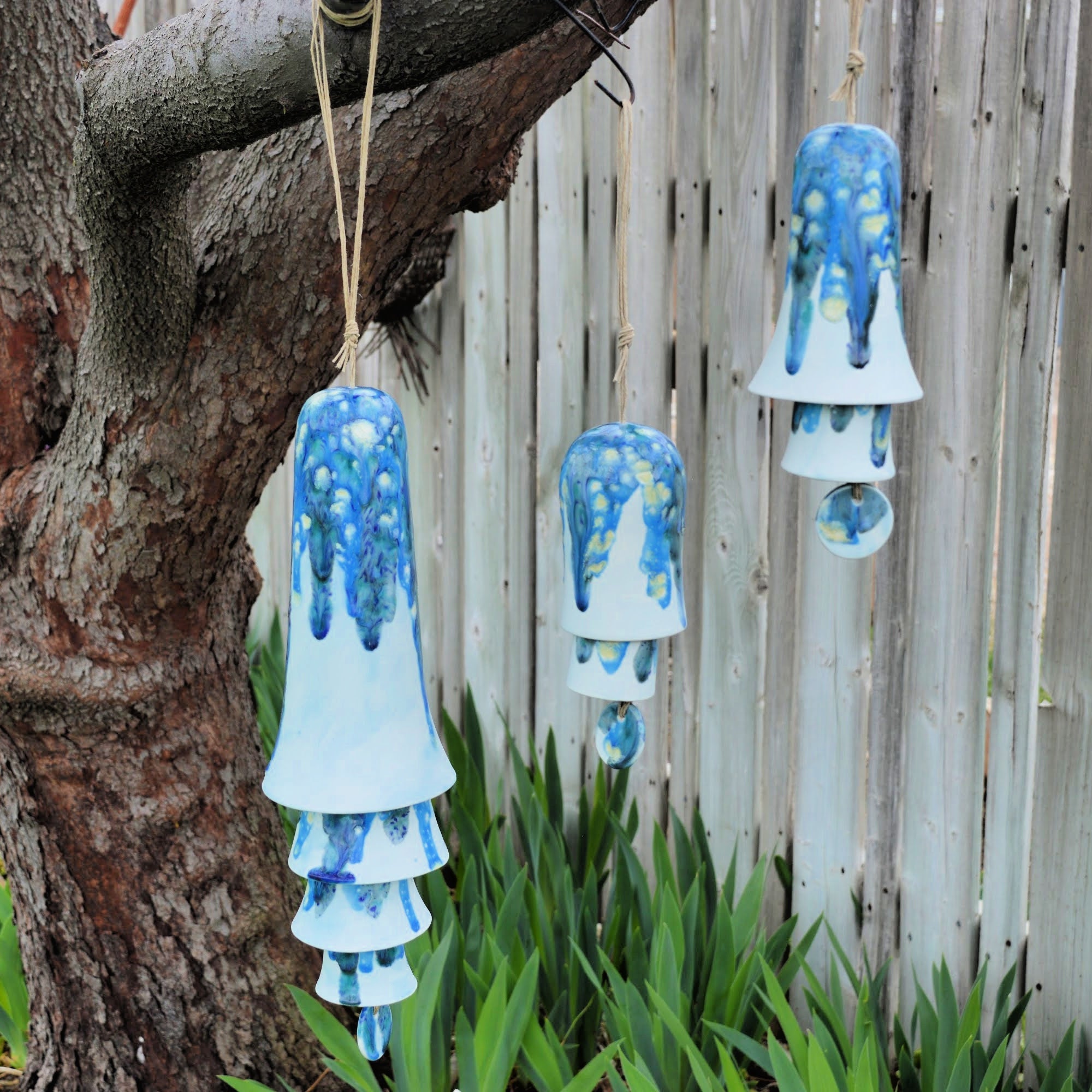 Ceramic Small Stack Wind Bell Wind Chime Tranquil Shades of | Etsy