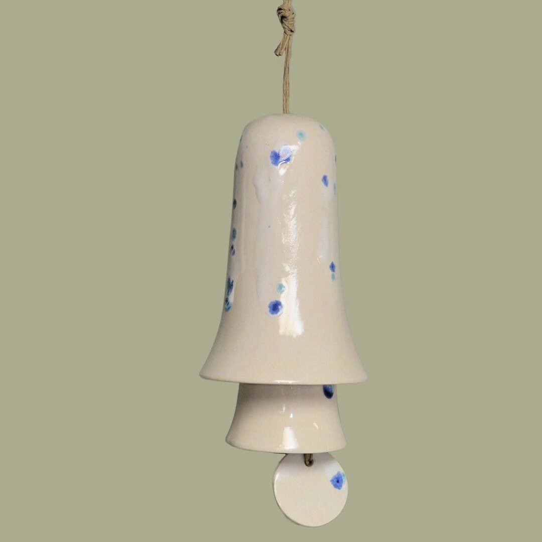 Ceramic Small Stack Wind Bell Wind Chime White With Royal - Etsy
