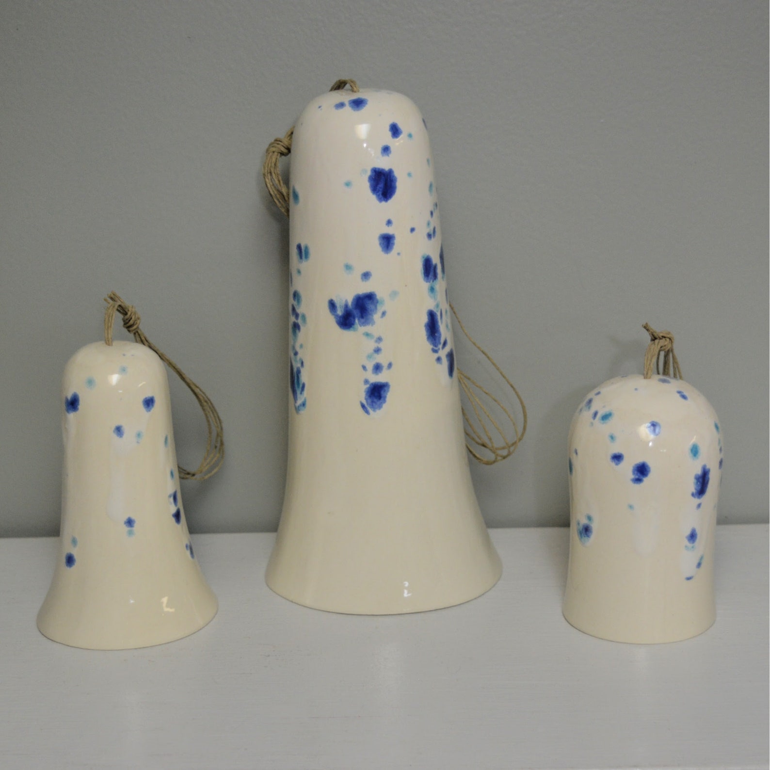 Ceramic Small Stack Wind Bell Wind Chime White With Royal - Etsy