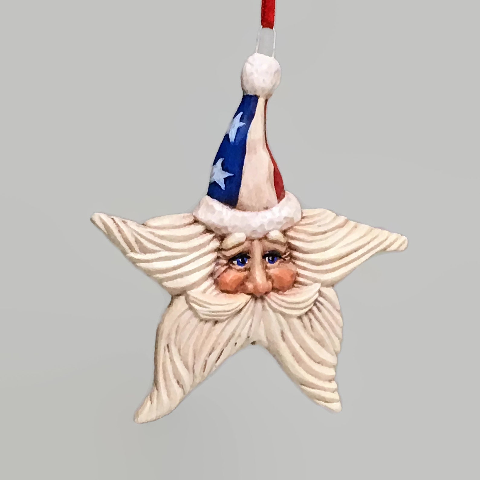 Handpainted Patriotic Ceramic Santa Star Christmas Ornament - Etsy