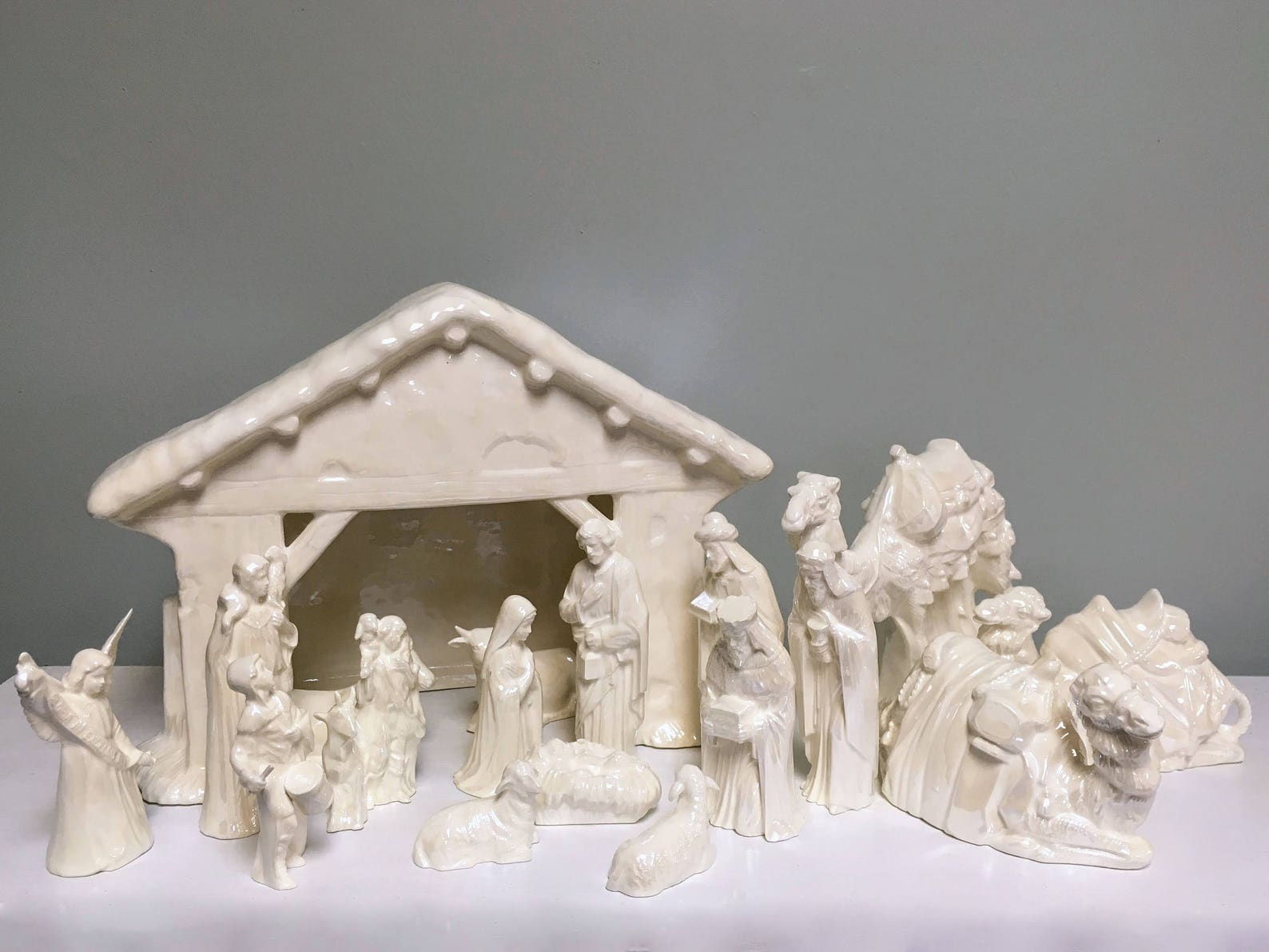 Ceramic Nativity Creche Scene Mother of Pearl - Etsy