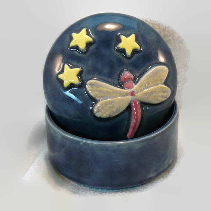 Ceramic Keepsake Box Starry Night Dragonfly | Etsy
