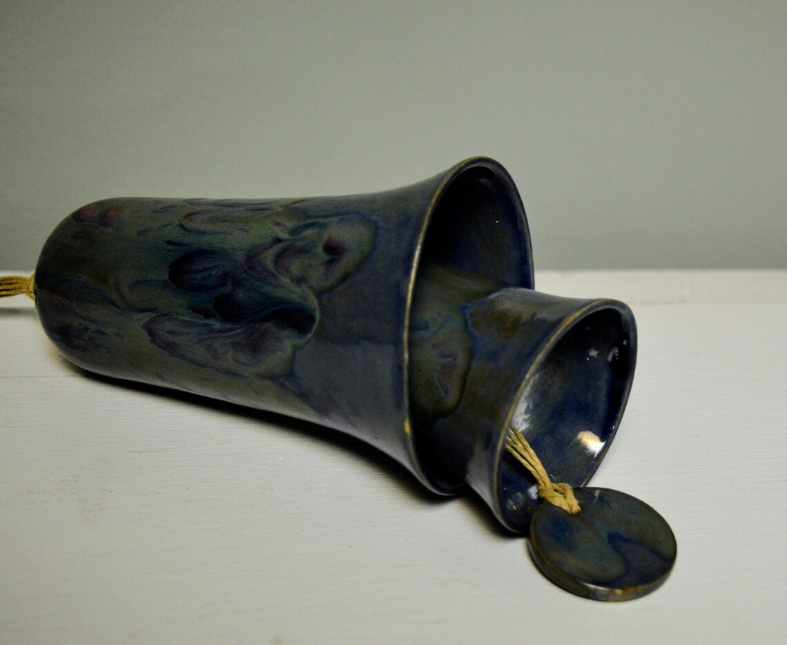 Ceramic Small Stack Wind Bell Wind Chime Dusty Blue Grey and - Etsy